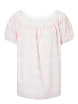 Posse Marilyn Lace-trimmed Checked Cotton Blouse - Pink