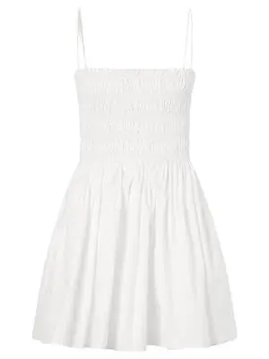 Matteau Shirred Cotton Mini Dress - White