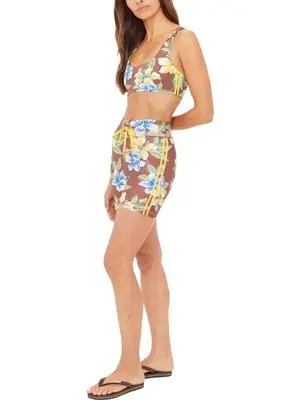 The Upside Isla Floral-print Performance Top - Brown