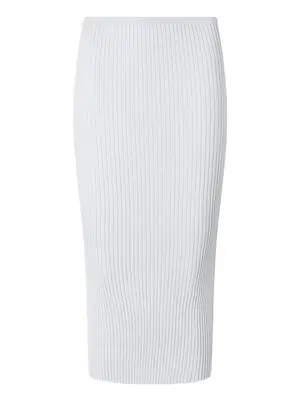 LESET Blake Metallic Ribbed-knit Midi Skirt - Blue