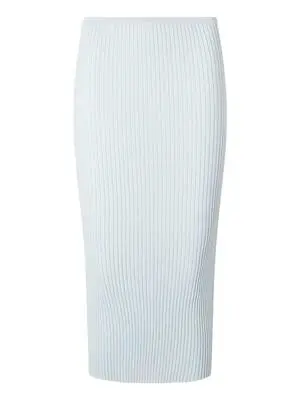 LESET LESET Blake Metallic Ribbed-Knit Midi Skirt Light Blue