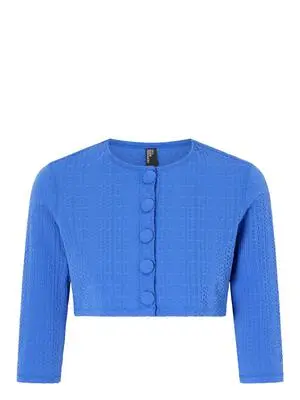Lisa Marie Fernandez Cropped Seersucker Cardigan - Blue