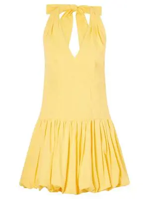 Simkhai Brooke Cotton-blend Halterneck Mini Dress - Yellow