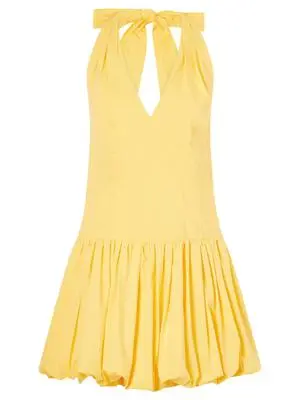 Simkhai Brooke Cotton-blend Halterneck Mini Dress - Yellow