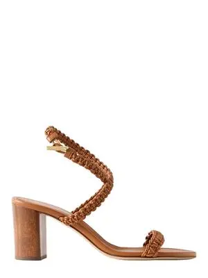 GIANVITO ROSSI Gianvito Rossi Braided Leather Ankle Strap Sandals Tan