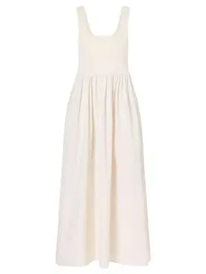 Matteau Matteau Stretch-Knit And Cotton-Poplin Maxi Dress Ecru