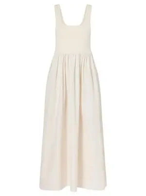 Matteau Stretch-knit And Cotton-poplin Maxi Dress - Neutrals