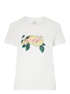 Chloé La Plage" Printed Cotton Jersey T-shirt - White