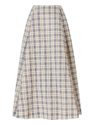 Bernadette Bernadette Checked Seersucker Maxi Skirt Beige