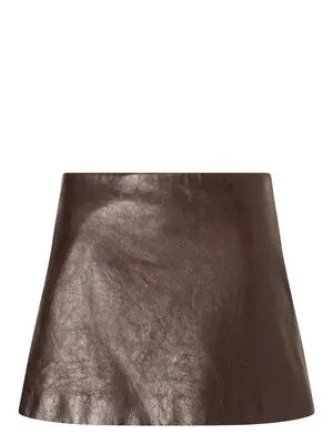 Balenciaga Crinkled Leather Mini Skirt - Brown