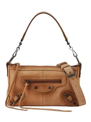 Balenciaga Balenciaga Le City Moto Mini Suede Shoulder Bag Brown