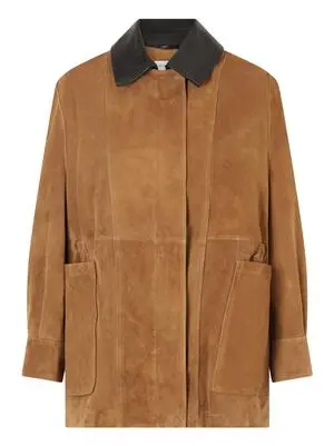 Nour Hammour Grange Gathered Suede Jacket - Brown