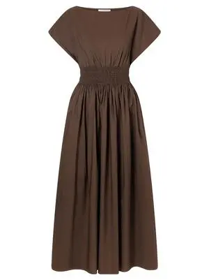 MATTEAU Matteau Shirred Organic Cotton-Poplin Maxi Dress