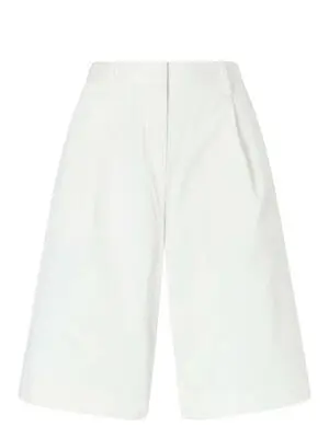 Matteau Pleated Organic Cotton-blend Twill Shorts - White