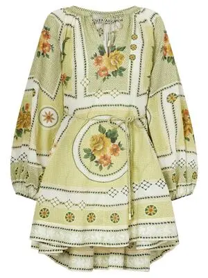 ALEMAIS ALÉMAIS Dixie Floral Ramie Mini Dress Green