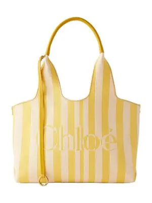 Chloé Striped Canvas Shoulder Bag With Leather Trim - Yellow