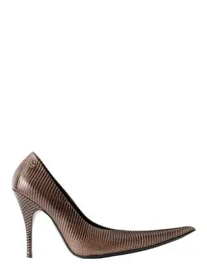 Acne Studios Snake-effect Leather Pointed Toe Pumps - Brown