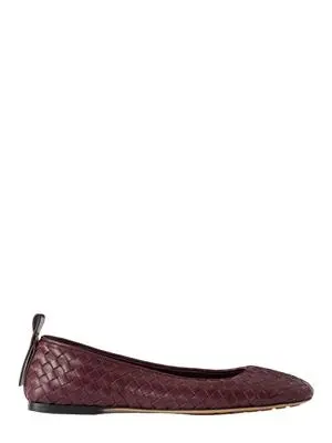 Bottega Veneta Charlotte Intrecciato Leather Ballet Flats - Burgundy