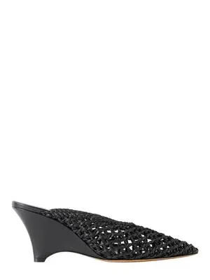 Le Monde Beryl Victoria Woven Leather Mules - Black