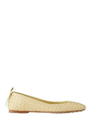 Bottega Veneta Charlotte Intrecciato Leather Ballet Flats - Yellow
