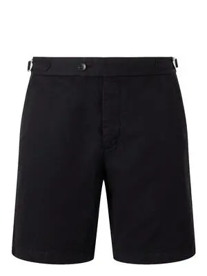 Mr P. Straight-leg Cotton And Linen-blend Bermuda Shorts - Black
