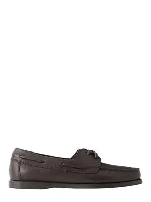MORJAS Full-grain Leather Boat Shoes - Brown