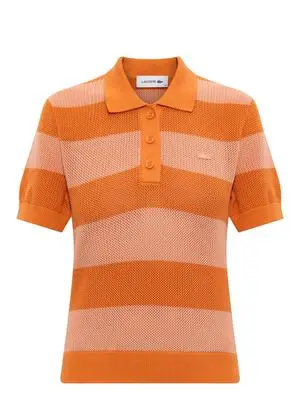 Lacoste Striped Pattern Polo Shirt - Orange