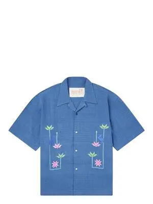 KARDO Rohit Embroidered Cotton Shirt - Blue