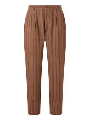KARDO Antonio Straight-leg Striped Cotton-canvas Trousers - Brown