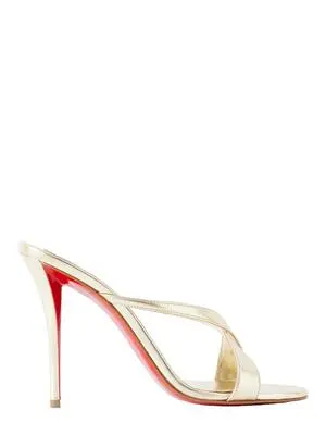 CHRISTIAN LOUBOUTIN Mulazee Cross 100 Metallic Leather Mules - Gold