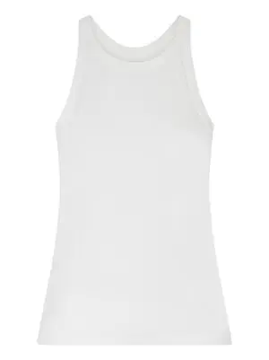 Another Tomorrow Racerback Tank In Lyocell And Cotton-blend - White