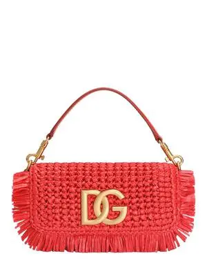Dolce & Gabbana Raffia Shoulder Bag With Fringe And Dg Logo - Red