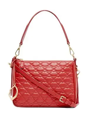 Lulu Guinness Quilted Lip Leather Crossbody Bag - Red