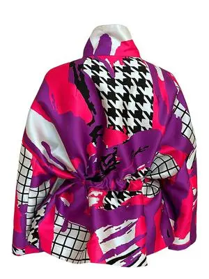 MAXJENNY Printed Boxy Jacket - Black/purple/red