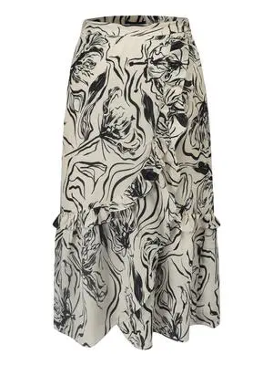 SMART AND JOY Flared Midi Skirt With Graphic Print - White