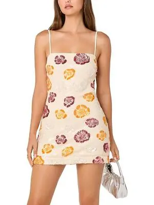 Astr The Label Abelia Sequinned Mini Dress - Ivory Multi