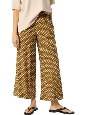 Whistles Ikat Spot Cropped Trousers - Khaki/multi