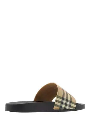 Burberry Check Print Slides - Neutrals