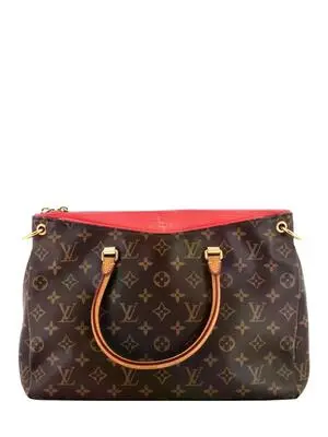 LOUIS VUITTON Pallas Tote Monogram Canvas With Leather Shoulder Bag - Brown