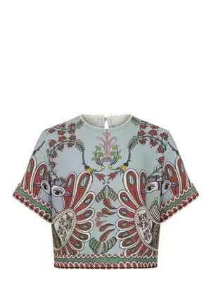 Lug Von Siga Dakota Graphic Print Cropped Top - Blue