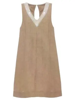 120% Lino Sequin-embellished V-neck Mini Dress - Neutrals