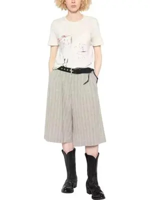 ANN DEMEULEMEESTER Graphic-print Ribbon Detail T-shirt - Neutrals