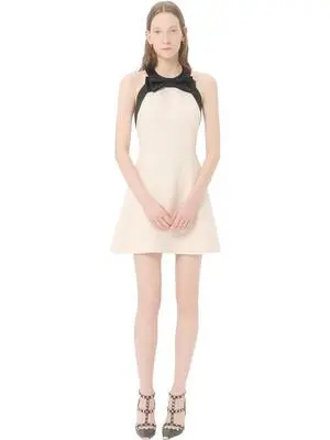 Valentino Garavani Crepe Couture Short Dress With Contrasting Bow - Black