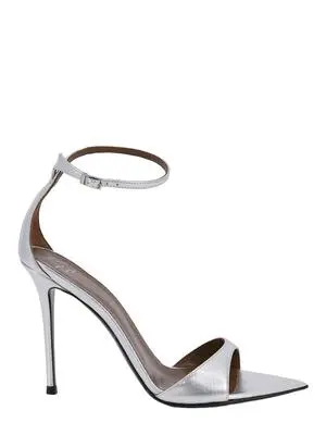 GIUSEPPE ZANOTTI Intriigo Strap 105 Laminated Leather Stiletto Sandals - Silver