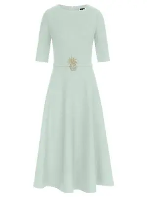 Oscar De La Renta Wool Dress With Pineapple Belt - Red