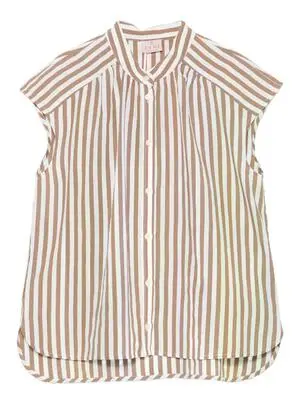 Marella Striped Sleeveless Shirt - Brown