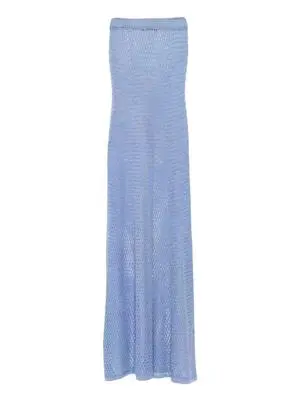 Kiki De Montparnasse Silk Crochet Maxi Skirt - Blue