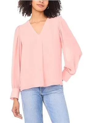 Vince Camuto V-neck Long Sleeve Blouse - Pink