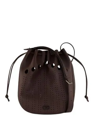 Valentino Garavani Perforated Leather Bucket Bag - Brown