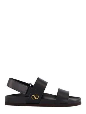 Valentino Garavani Studshield Leather Sandals - Black